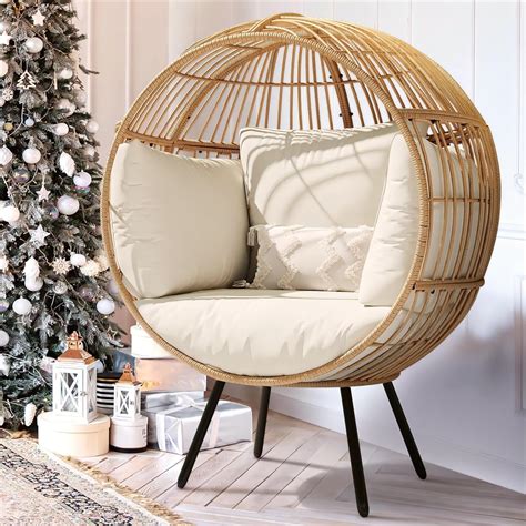 Yitahome Oversized Egg Chair Wicker Outdoor Indoor Basket