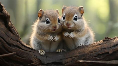Premium Photo Photo Of Heartmelting Two Chipmunks With An Emphasis On