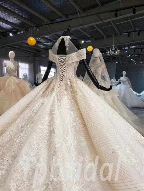 Haute Couture Ball Gowns Off The Shoulder Long Train Wedding Dress