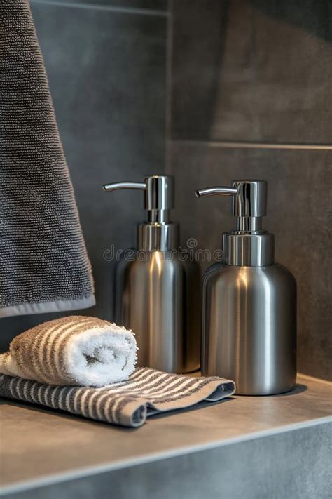 Chic Metallic Bathroom Setup Stock Image Image Of Relaxation Texture 350308719