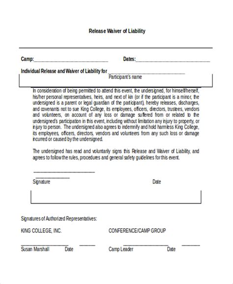 FREE 10 Sample Waiver Of Liability Forms In PDF MS Word 19140 Hot Sex