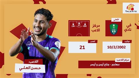 مهاجم فريق الأهلي الكابتن حسن العلي في دوري يلو 2223 Youtube