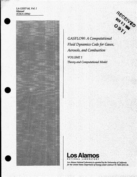Pdf Gasflow A Computational Fluid Dynamics Code For Gases Aerosols And Combustion Volume 1