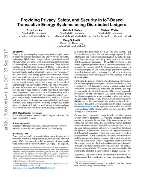 Pdf Providing Privacy Safety And Security In Iot Based Transactive Energy Systems Using
