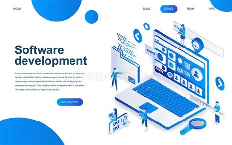 Modern Isometric Design Concept For Software Development Website And Mobile Development Stock