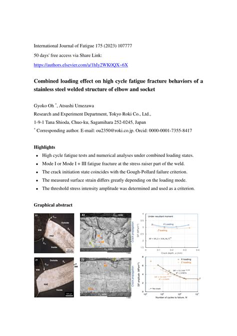 Pdf Combined Loading Effect On High Cycle Fatigue Fracture Behaviors Of A Stainless Steel