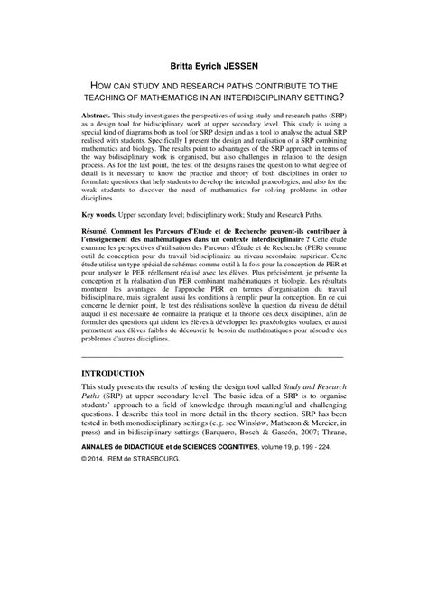 PDF How Can Study And Research Paths Contribute To The Teaching Of Mathematics In An