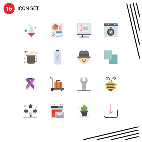 Pack Of 16 Creative Flat Colors Of Stopwatch Interface Report Browser Info Editable Pack Of