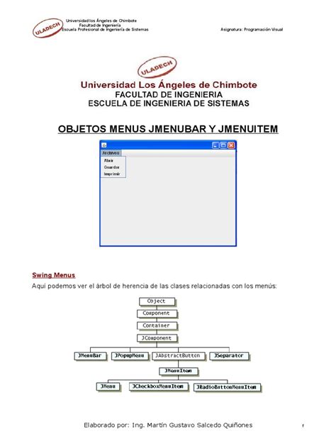 Tema 10 Objetos Jmenubar Jmenuitem Pdf Pdf Menú Computación