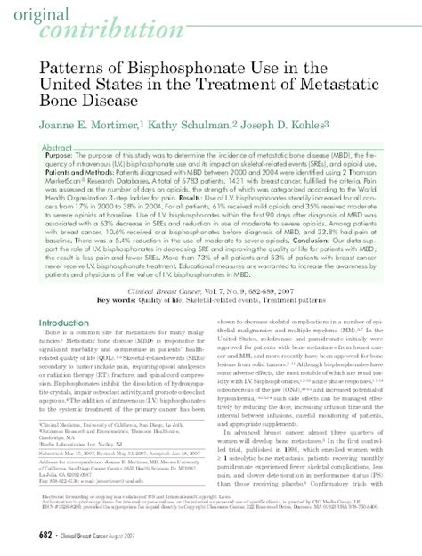 Pdf Patterns Of Bisphosphonate Use In The United States In The