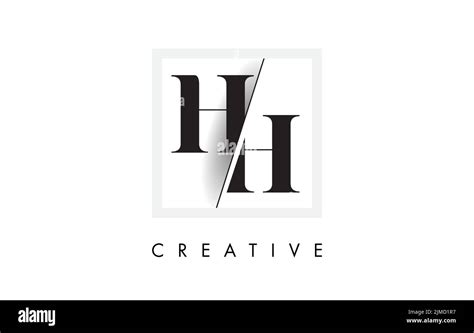 hh letter logo design with creative intersected and cutted serif font