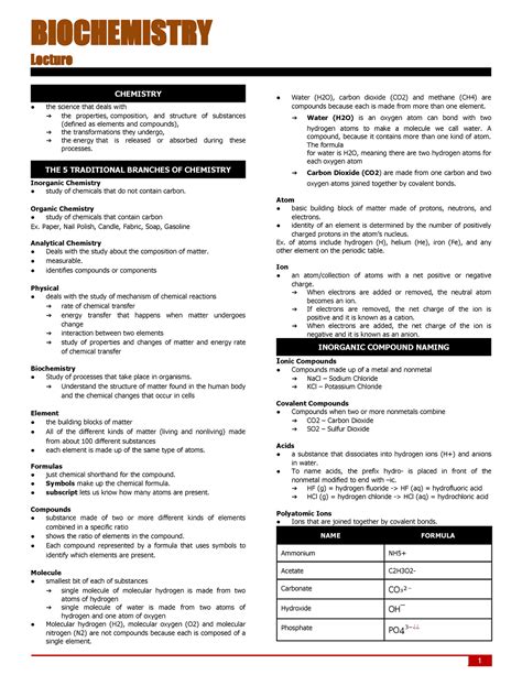 Biochem LEC BIOCHEMISTRY Lecture CHEMISTRY The Science That Deals With The Properties Studocu