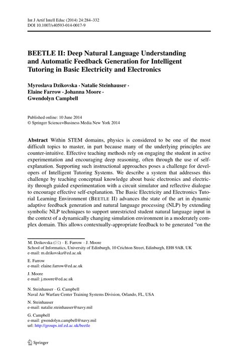 Pdf Beetle Ii Deep Natural Language Understanding And Automatic