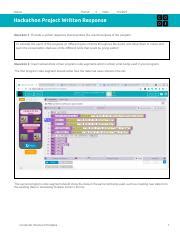 Copy Of Copy Of CSP Unit 5 Hackathon Project Written Response Pdf