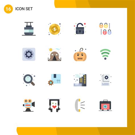 16 Universal Flat Colors Set For Web And Mobile Applications Option Gear Payment Security Gdpr
