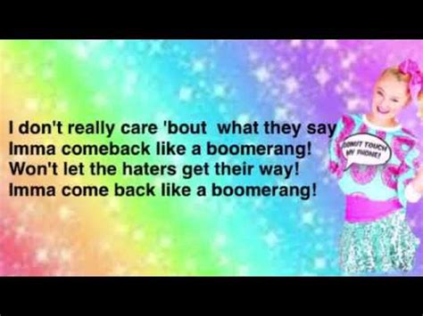 Boomerang Jojo Siwa Lyrics Youtube