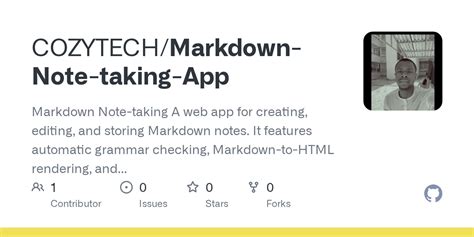 Github Cozytechmarkdown Note Taking App Markdown Note Taking A Web