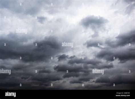 Dark Rain Clouds Moving During Cyclone Storm Over Urban Cities In