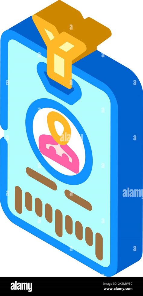 Attendee Badge Isometric Icon Vector Illustration Stock Vector Image