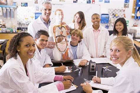 Students In Biology Class With Teacher Blond Brunette Brunettes Photo