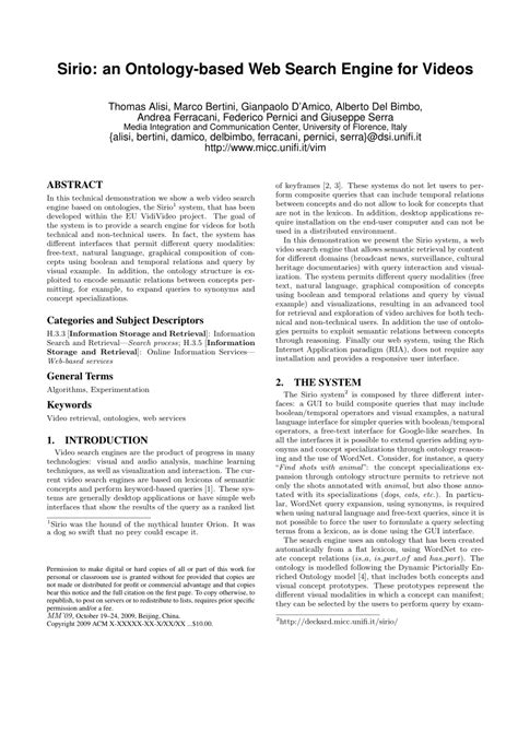 pdf sirio an ontology based web search engine for videos