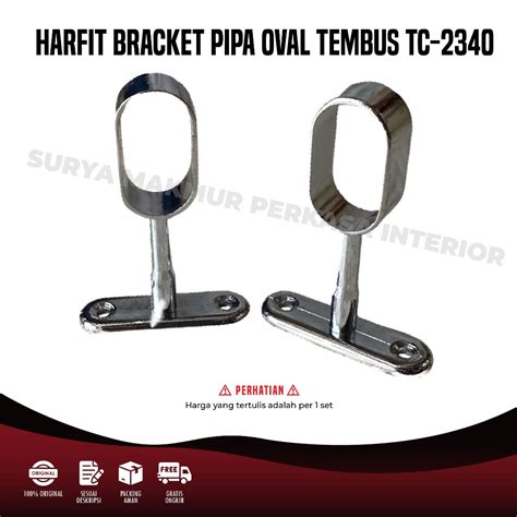 Jual Isi 2 Harfit Bracket Pipa Oval Dop Tiang Pipa Oval Tengah Pipa