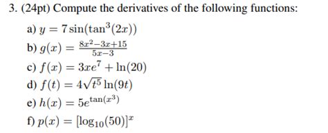 solved need help with a ﻿through f ﻿computing derivatives