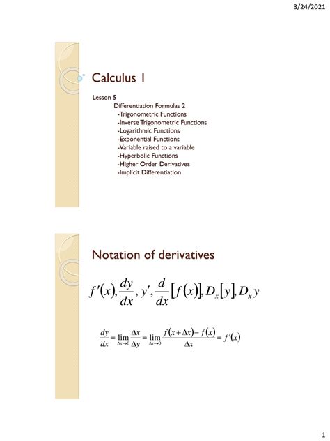 Caleng Lesson Differentiation Formulas Calculus Lesson Differentiation Formulas