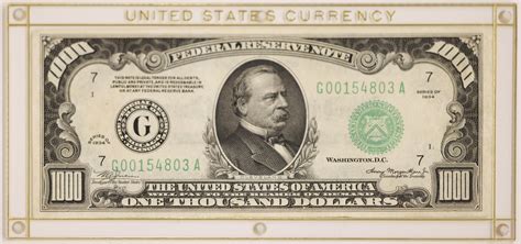 At Auction US 1934 1000 Federal Reserve Note In Case