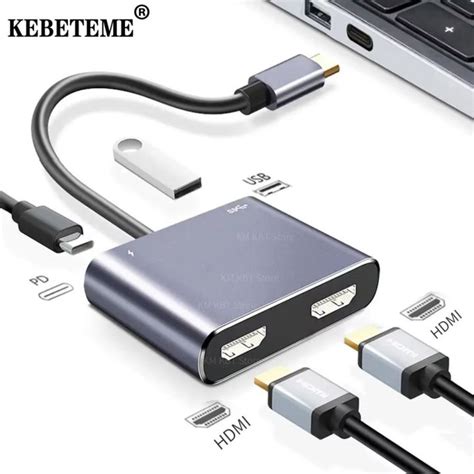 KEBETEME USB C ฮบ Type C ไปยง HDMI VGA USB คอะแดปเตอร USB K Hz แทนวางมอถอแบบ Type