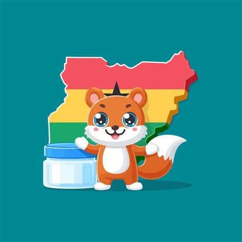 El Lindo Mapa De Ghana Con Icona Vectorial De Dibujos Animados