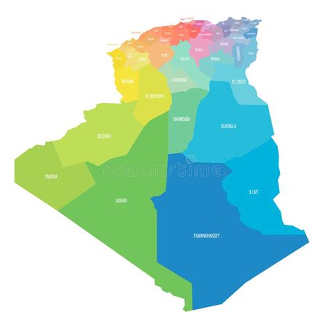 Algeria Political Map Of Administrative Divisions Stock Vector