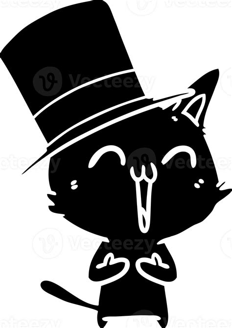 Happy Cartoon Cat Solid Black Icon 41725704 Png