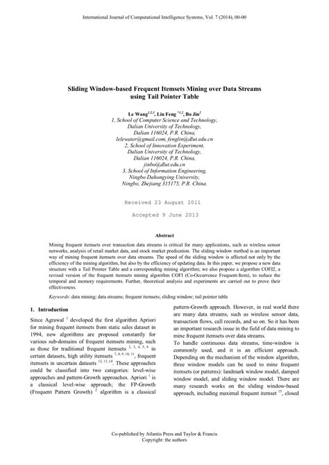 Pdf Sliding Window Based Frequent Itemsets Mining Over Data Streams