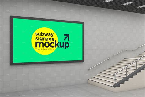 Subway Signage Horizontal Mockup Masterbundles