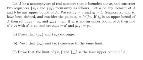 solved let a be a nonempty set of real numbers that is
