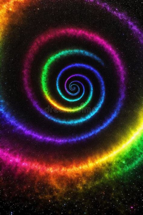 A Spiral Of Colored Lights In A Dark Space Stock Illustration