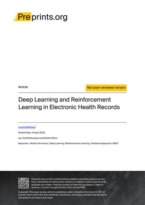 Pdf Deep Learning And Reinforcement Learning In Electronic Health Records