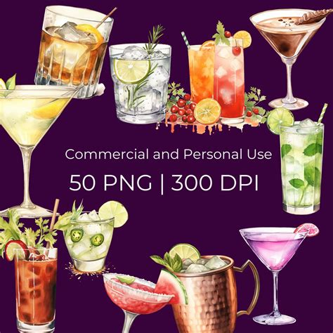 Cocktail Clipart Bundle Watercolor Cocktail Clipart Bundle Wedding
