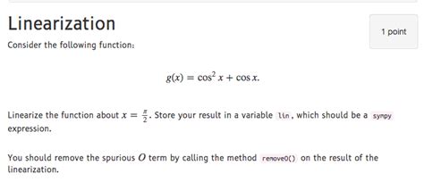 Solved Linearization Consider The Following Function 1