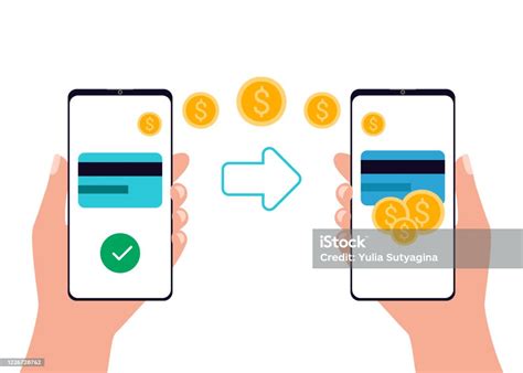 모바일 결제 전송 온라인 뱅킹 결제 앱 스마트 폰 사람들이 보내고 돈을 수신 하는 사람들 무선 스마트 폰을 들고 손 벡터 일러스트레이션 개념에 대한 스톡 벡터 아트 및 기타