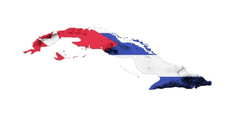 Cuba Map Cuban Flag Shaded Relief Color Height Map 3d Illustration