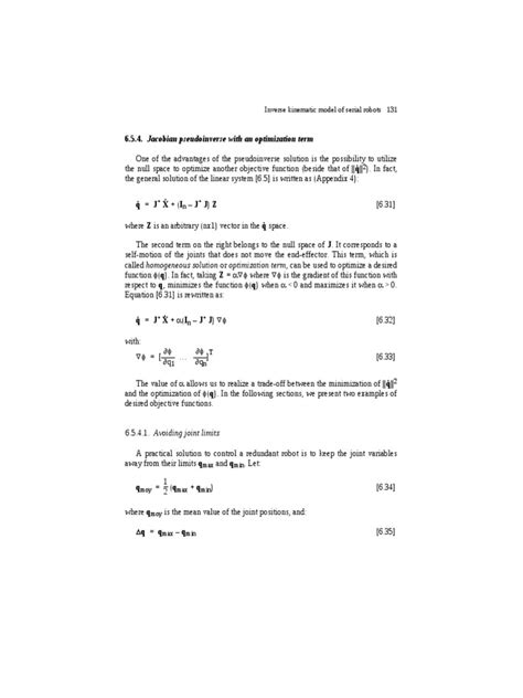 654 Jacobian Pseudoinverse With An Optimization Term Q Pdf