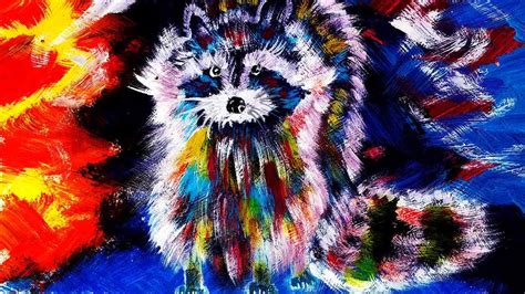 Как нарисовать яркого енота Рисуем енота Рисуем яркую картину Правополушарное рисование