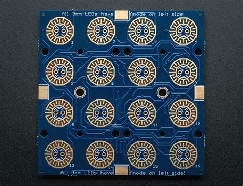 adafruit trellis monochrome driver pcb for 4x4 keypad and 3mm leds