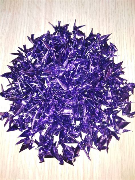 นกกระดาษ พับสำเร็จ สีม่วง นกกระดาษ ดาวกระดาษ Thaipick
