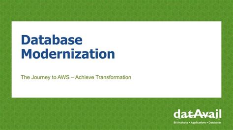 Journey To The Cloud Database Modernization Best Practices Ppt
