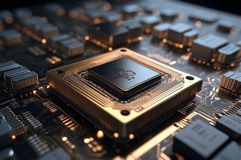 Premium AI Image Futuristic HighTech Motherboard CPU Processor