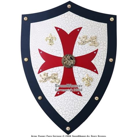 Medieval Knights Templar Royal Crusader Shield Armor Red Cross Lion With Grid Medieval Knights Templar Royal Crusader Shield Armor Red Cross Lion With Grid