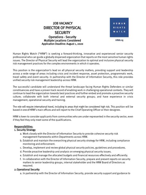 Director Of Security Job Description Pdf Information Security